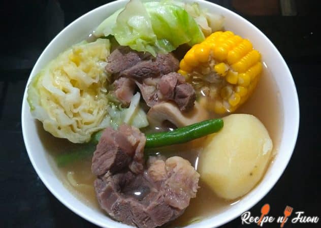 Filipino Bulalo Batangas Recipe with beef shank and cabbage